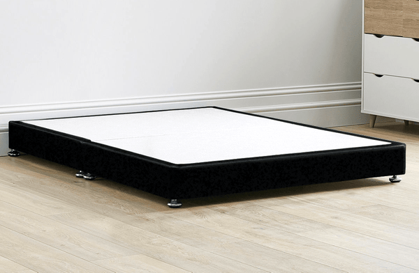 Buy Black Crushed Velvet Low Divan Bed With Feet Attached Online